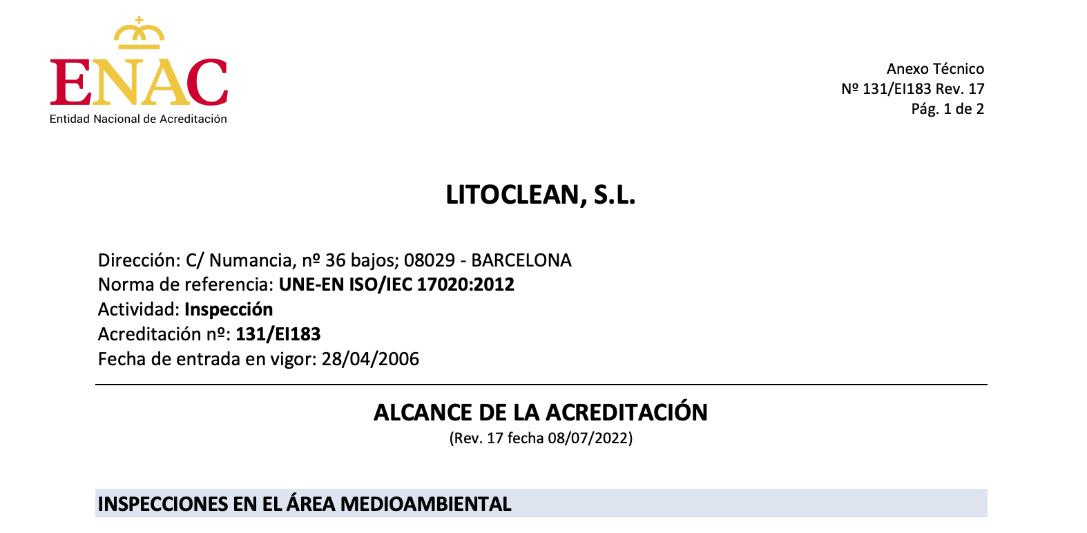 Litoclean expands the scope of ENAC accreditation - Litoclean